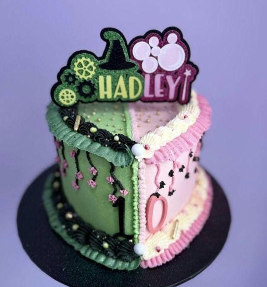 Wicked Cake Topper 3D- Personalised Name for Pink and Green Cake - Etsy