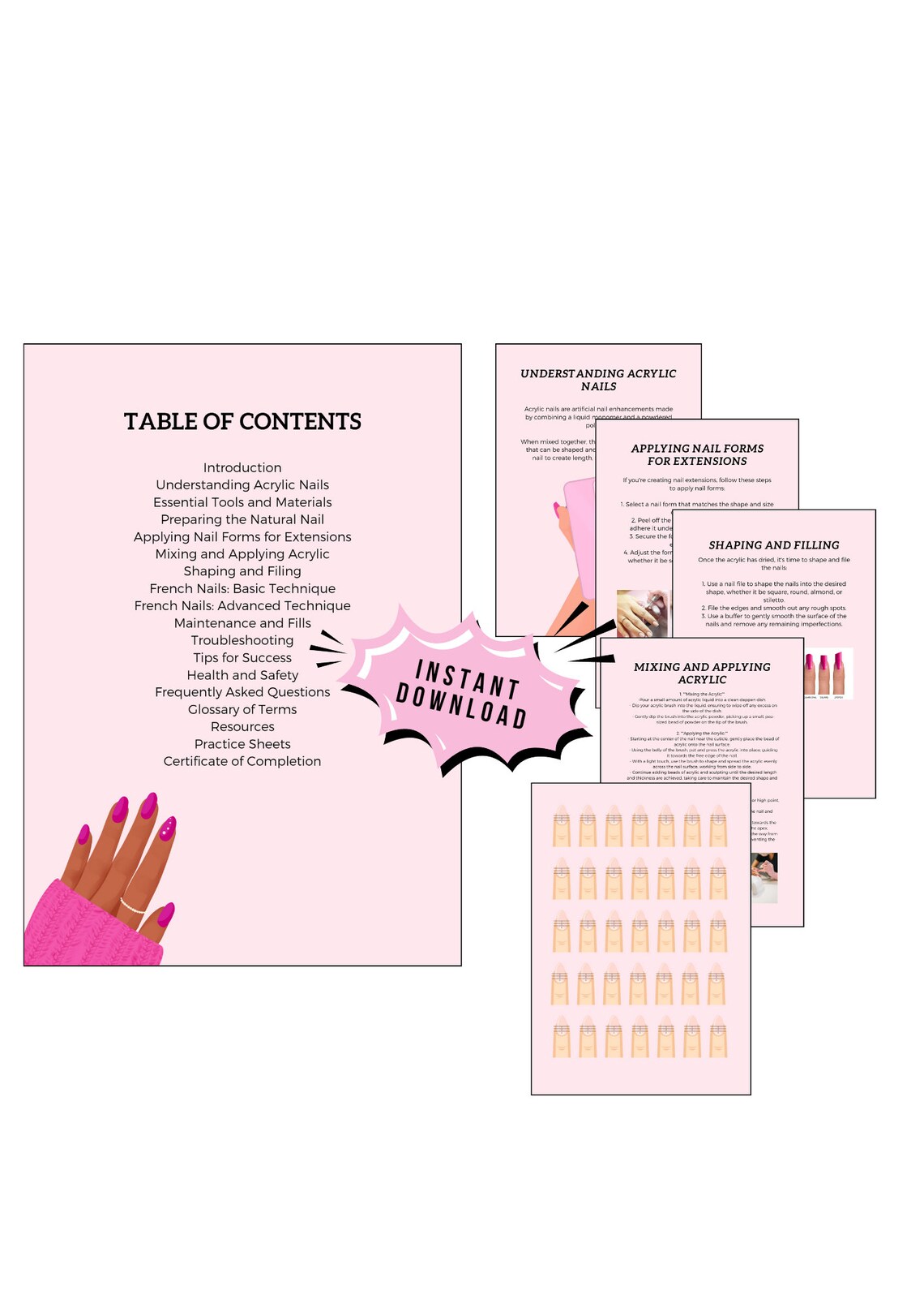 Acrylic Nails Extensions Training Manual, Acrylic Nail Editable ...