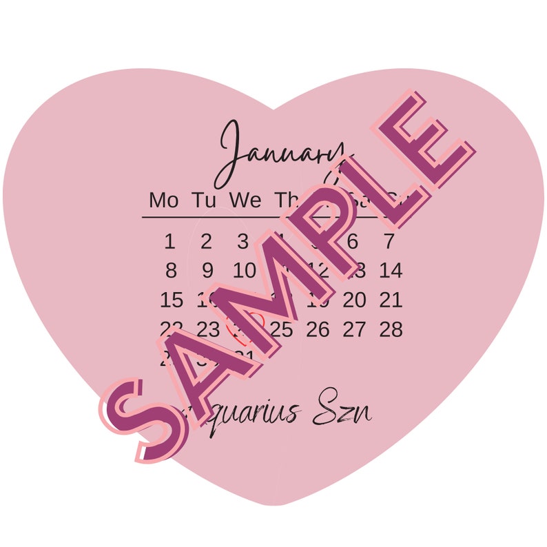 Burning Cake Calendar Heart Print Personalised, Bespoke, Burn Away ...