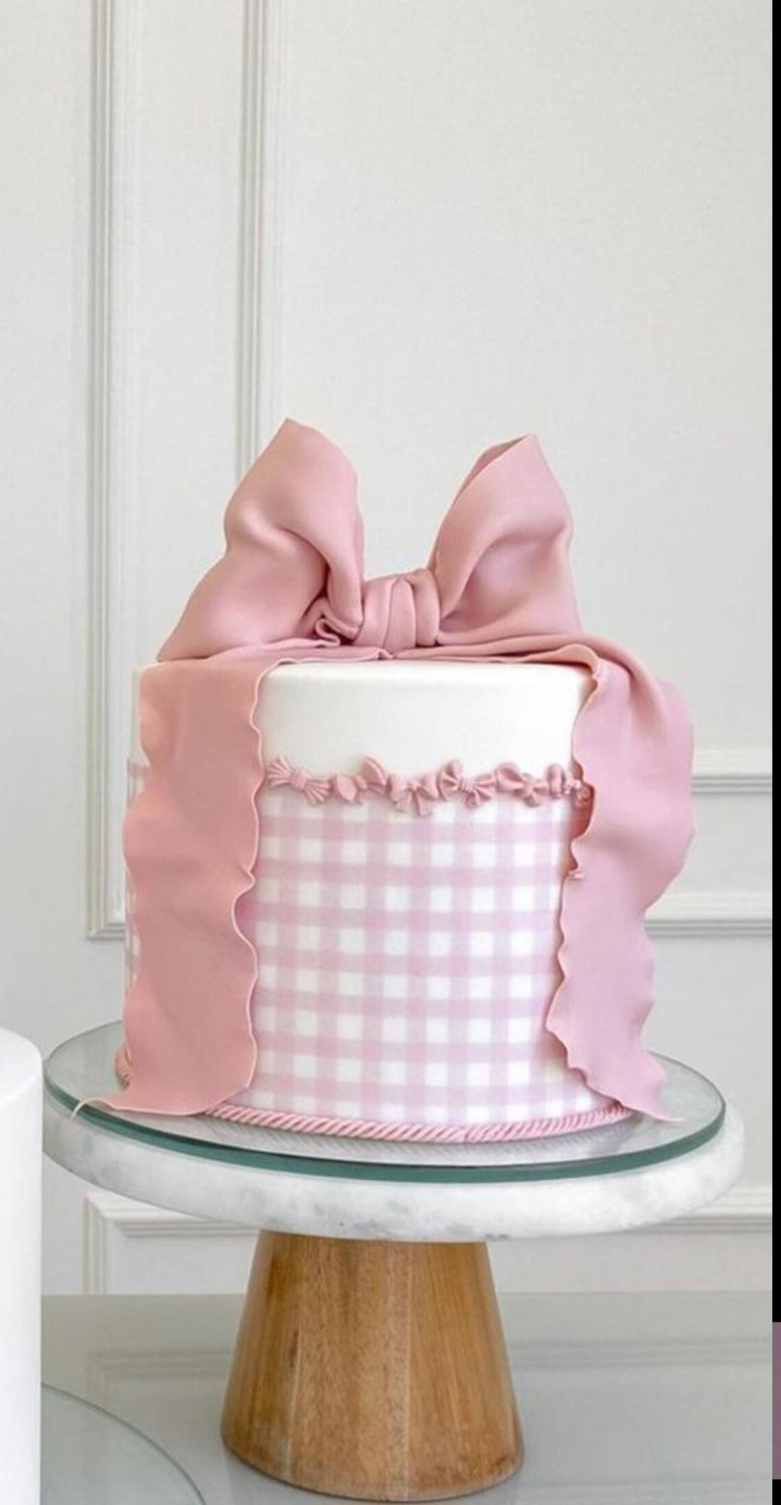 Pink Gingham Edible Icing Sheet for Bow Cake – Custom Cake Wrap Blue or ...