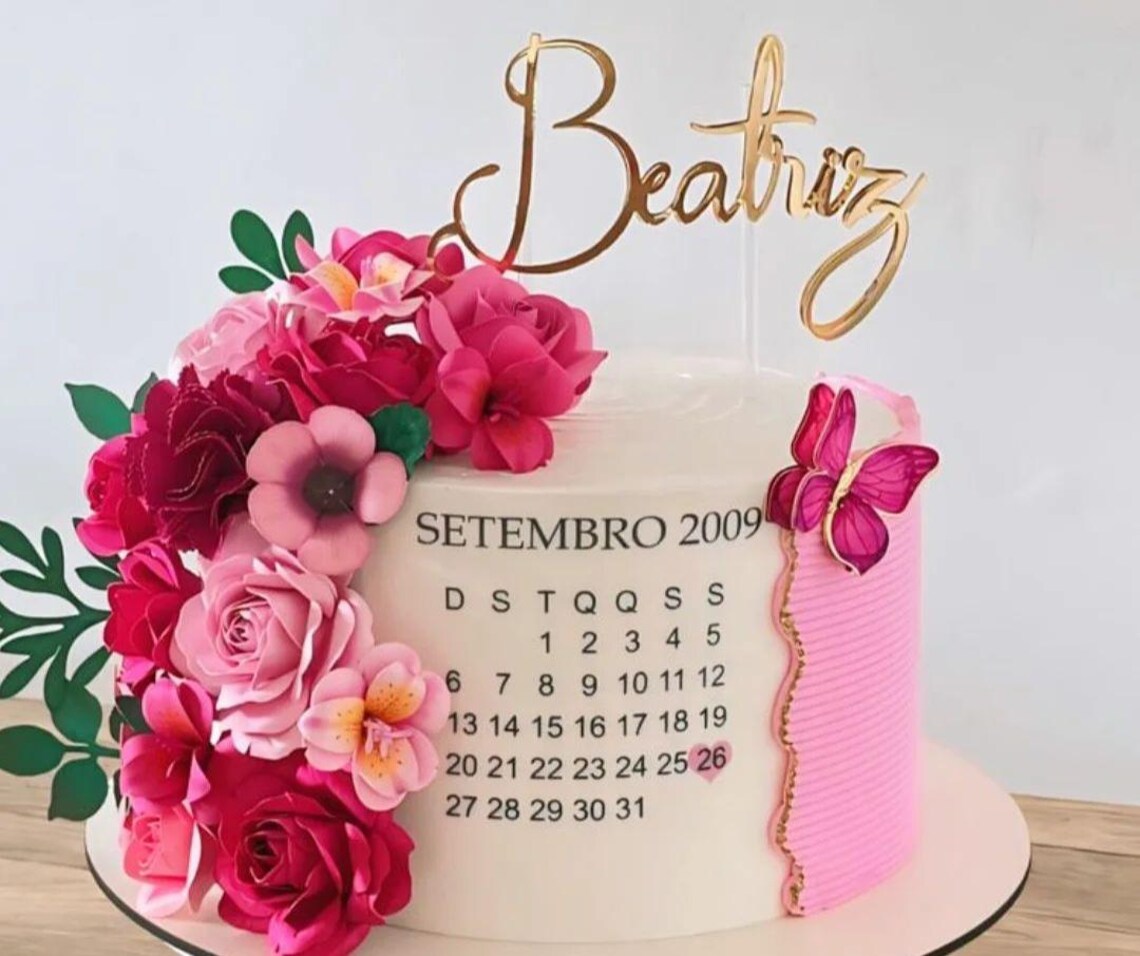 Trending Edible Cake Calendar , Personslised Text, Month, Day in Custom ...