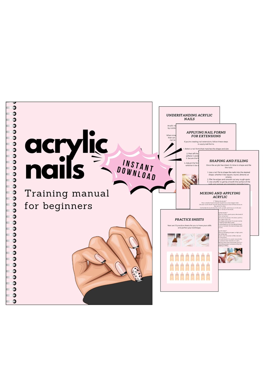 Acrylic Nails Extensions Training Manual, Acrylic Nail Editable ...