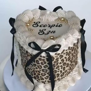 Leopard Edible Wrap Around Cake Topper/cake Ribbon ICING/WAFER 11."× 4 ...