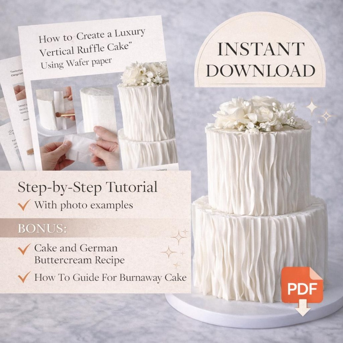 How to Create a Luxury Vertical Ruffle Cake Using Wafer Paper PDF ...