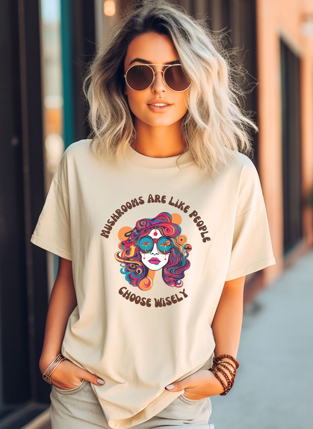 Graphic Tee Mushrooms Make Me Happy Shirt, Mushrooms Grow Wild Shirt, Mushroom Tshirts, Groovy ...