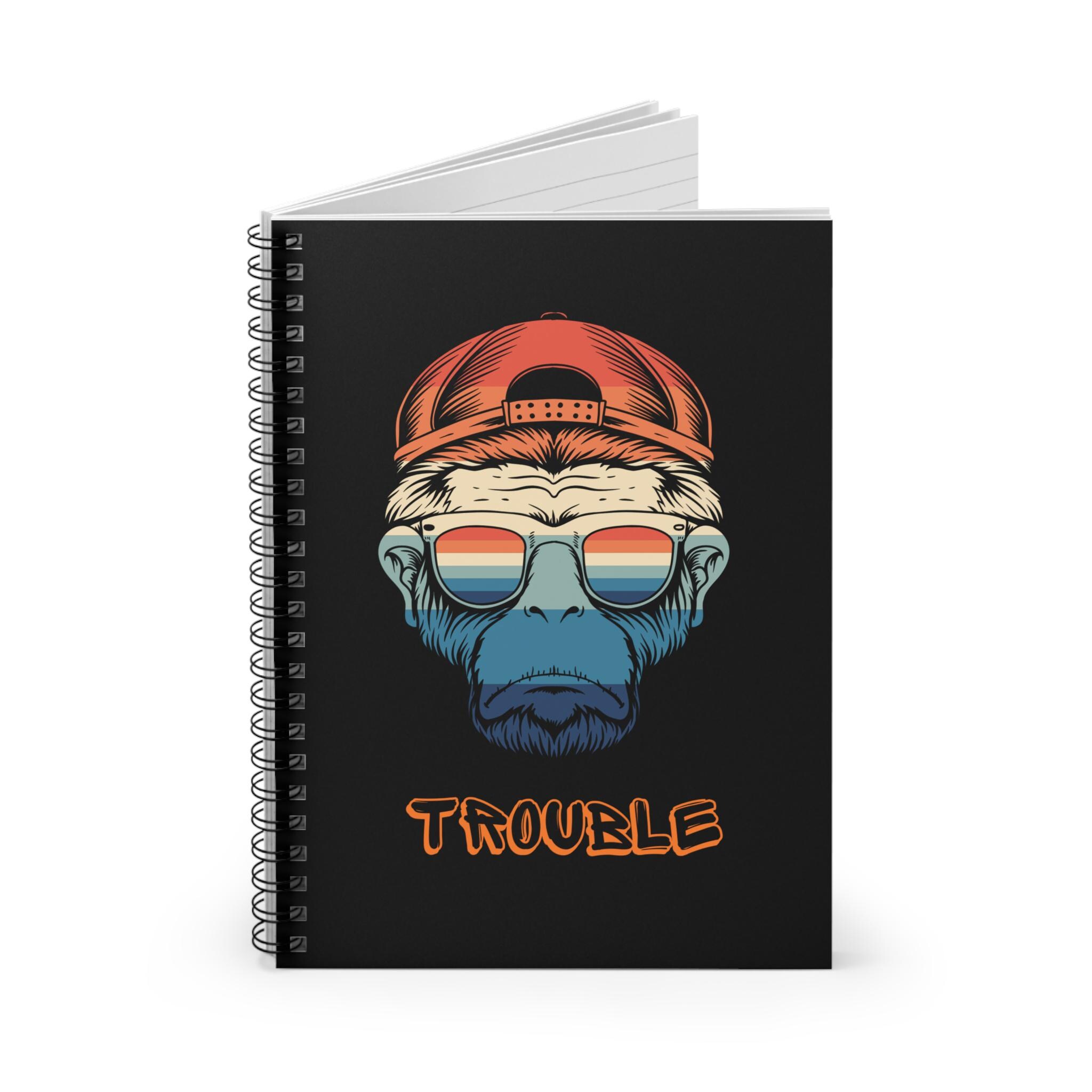 Spiral Notebook - Trouble Monkey With Glasses, Ruled Line Journal ...