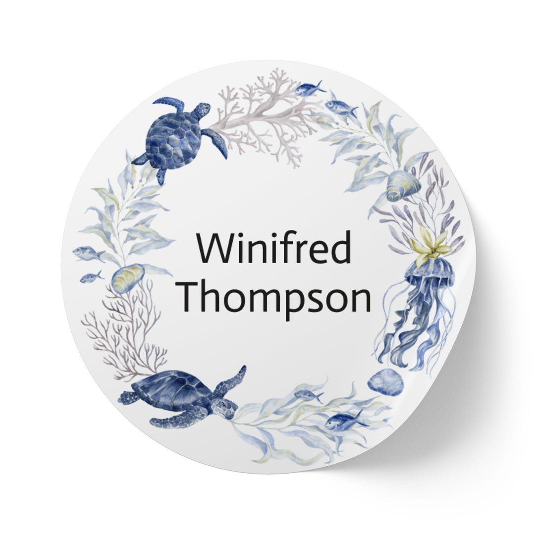 Personalized Ocean-themed Sticker Labels, Custom Name Labels, Seaside ...