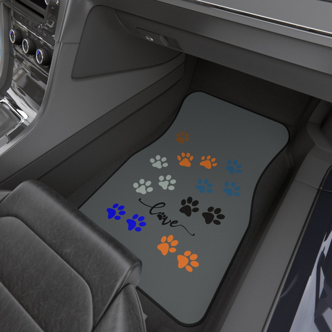 Love Your Dog With Paw Prints Car Mats (2x Front), Dog Lover Car Mats ...