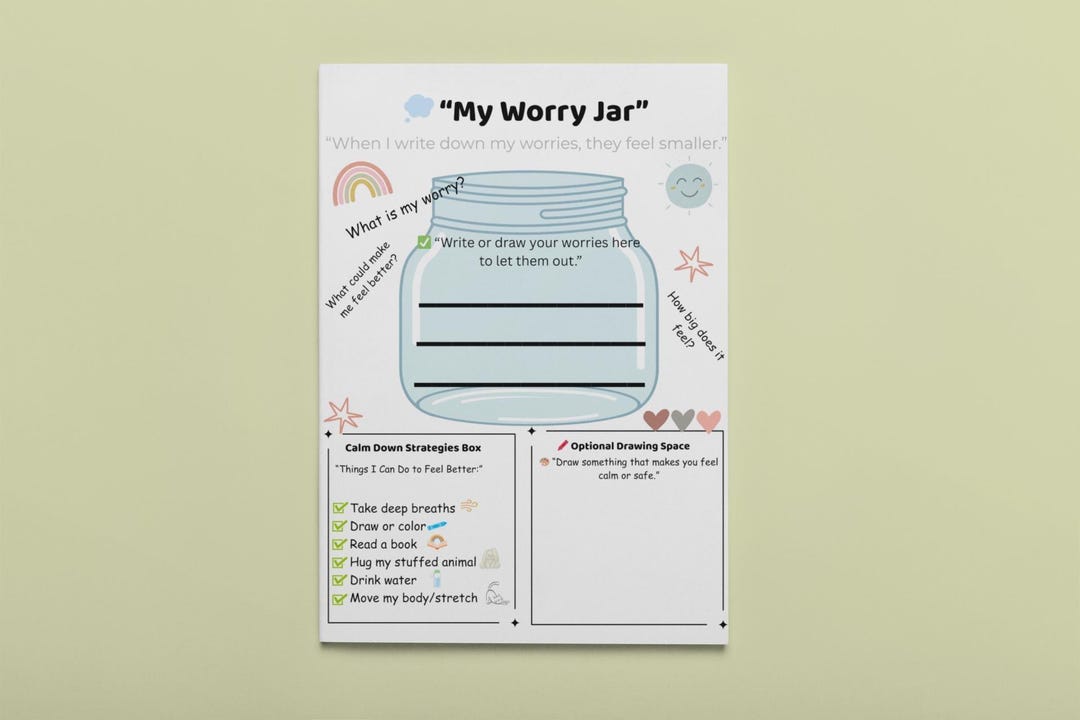 Worry Jar Worksheet Printable | Kids Mindfulness Activity | Anxiety ...