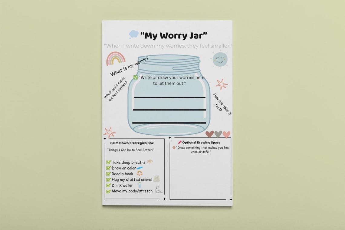 Worry Jar Worksheet Printable | Kids Mindfulness Activity | Anxiety ...