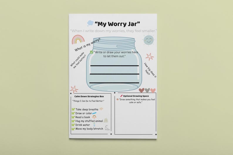 Worry Jar Worksheet Printable | Kids Mindfulness Activity | Anxiety ...