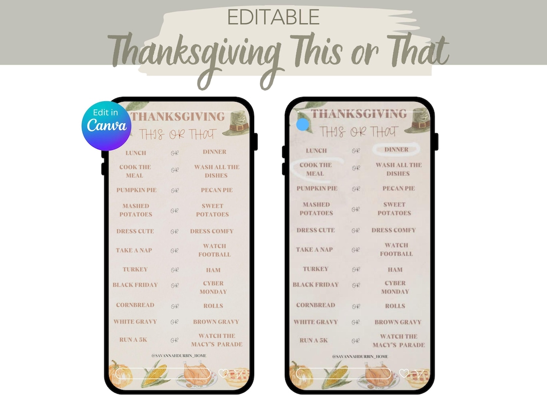 Amazon Influencer, Thanksgiving This or That, Interactive Instagram ...