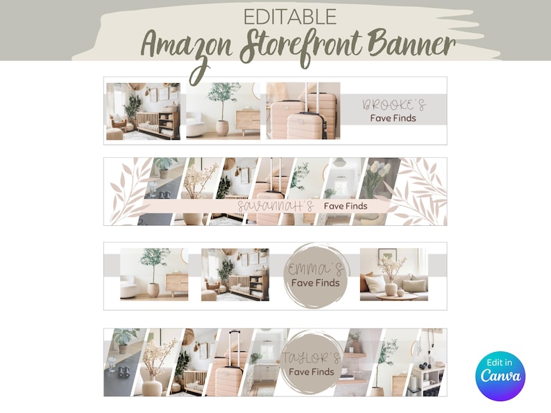 Amazon Storefront Banner Package, Photo Collage Template Editable With ...