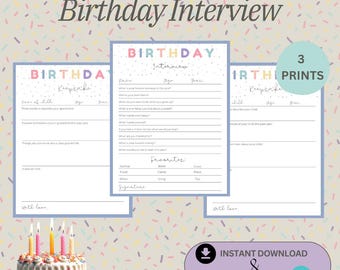 Keepsake Birthday Interview Yearly Questionnaire Downloadable Printable ...