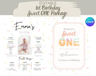One Sweet Peach Baby Milestone Board, First Birthday Milestone Poster ...