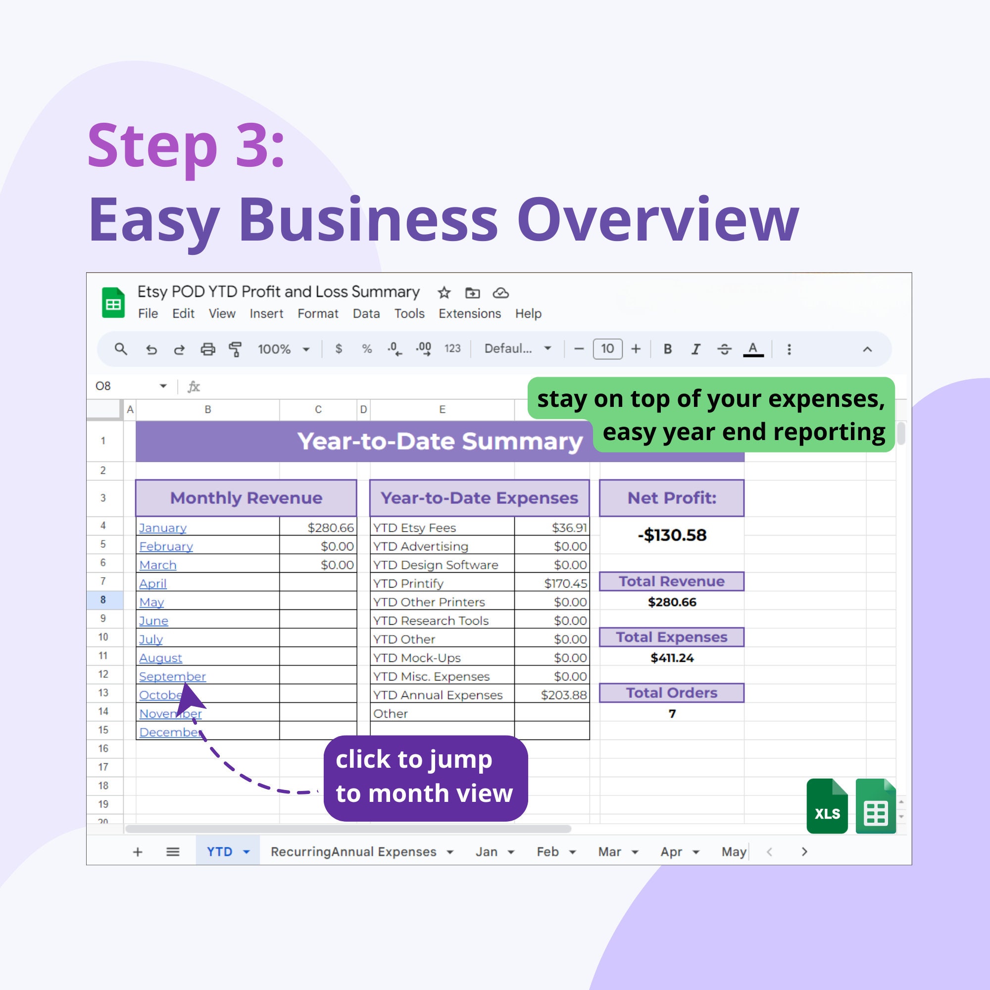 Profit and Loss Template, Business Spreadsheet for Etsy Sellers, Etsy ...