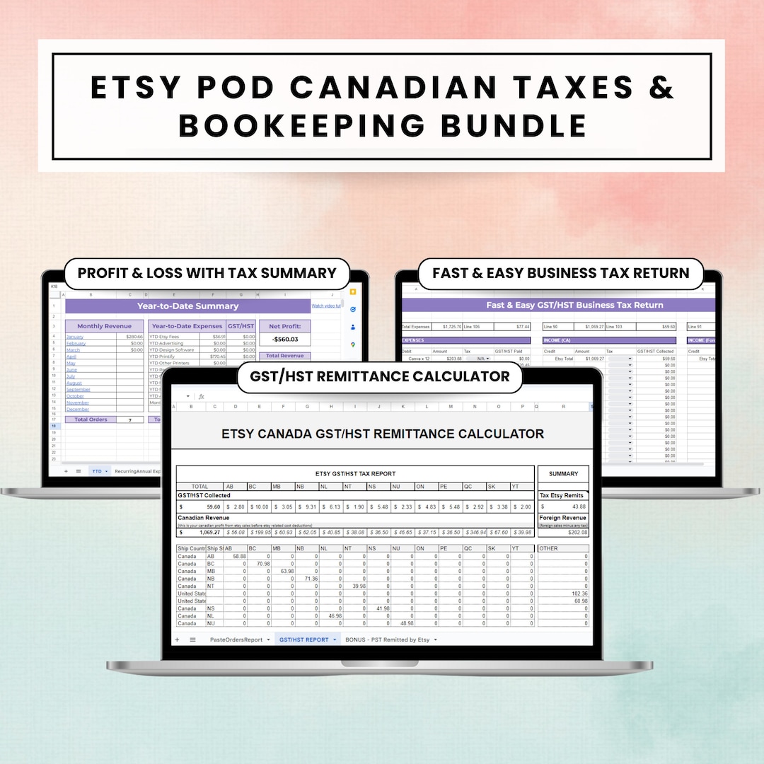 BUNDLE Print on Demand Etsy Sellers Canadian Bookkeeping & Tax ...