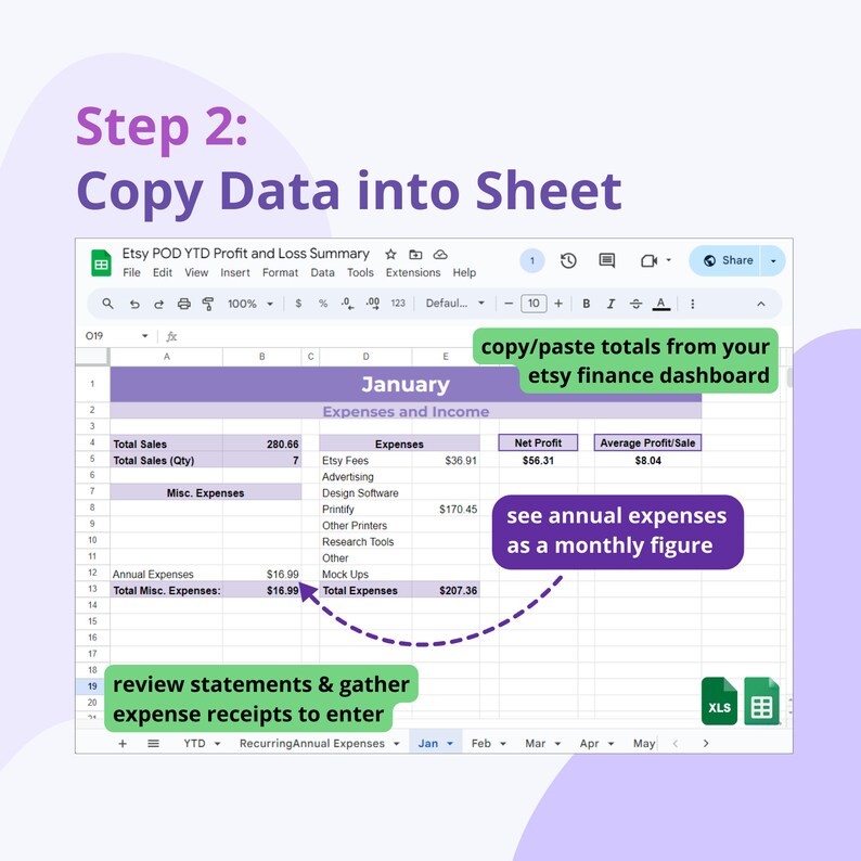 Profit and Loss Template, Business Spreadsheet for Etsy Sellers, Etsy ...