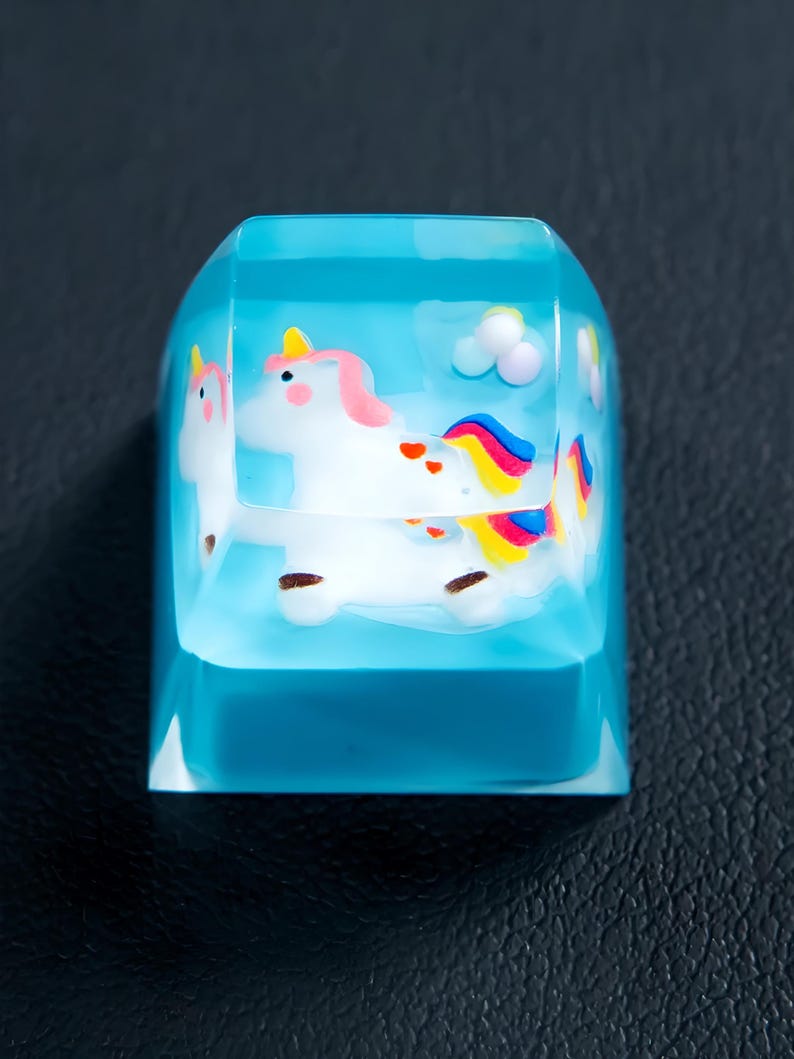 Cute Unicorn Resin Keycap - Kawaii Mechanical Keyboard Keycap - Pastel ...