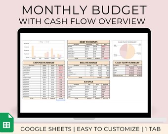 Budget Planner Spreadsheet, Google Sheets Monthly Budget, Simple ...