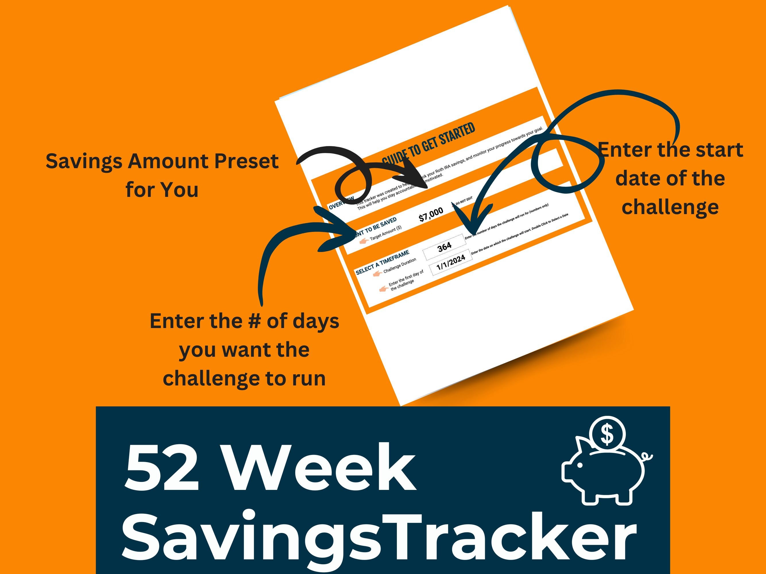 7000 Roth IRA Savings Challenge Tracker for Google Sheets 7k Money ...