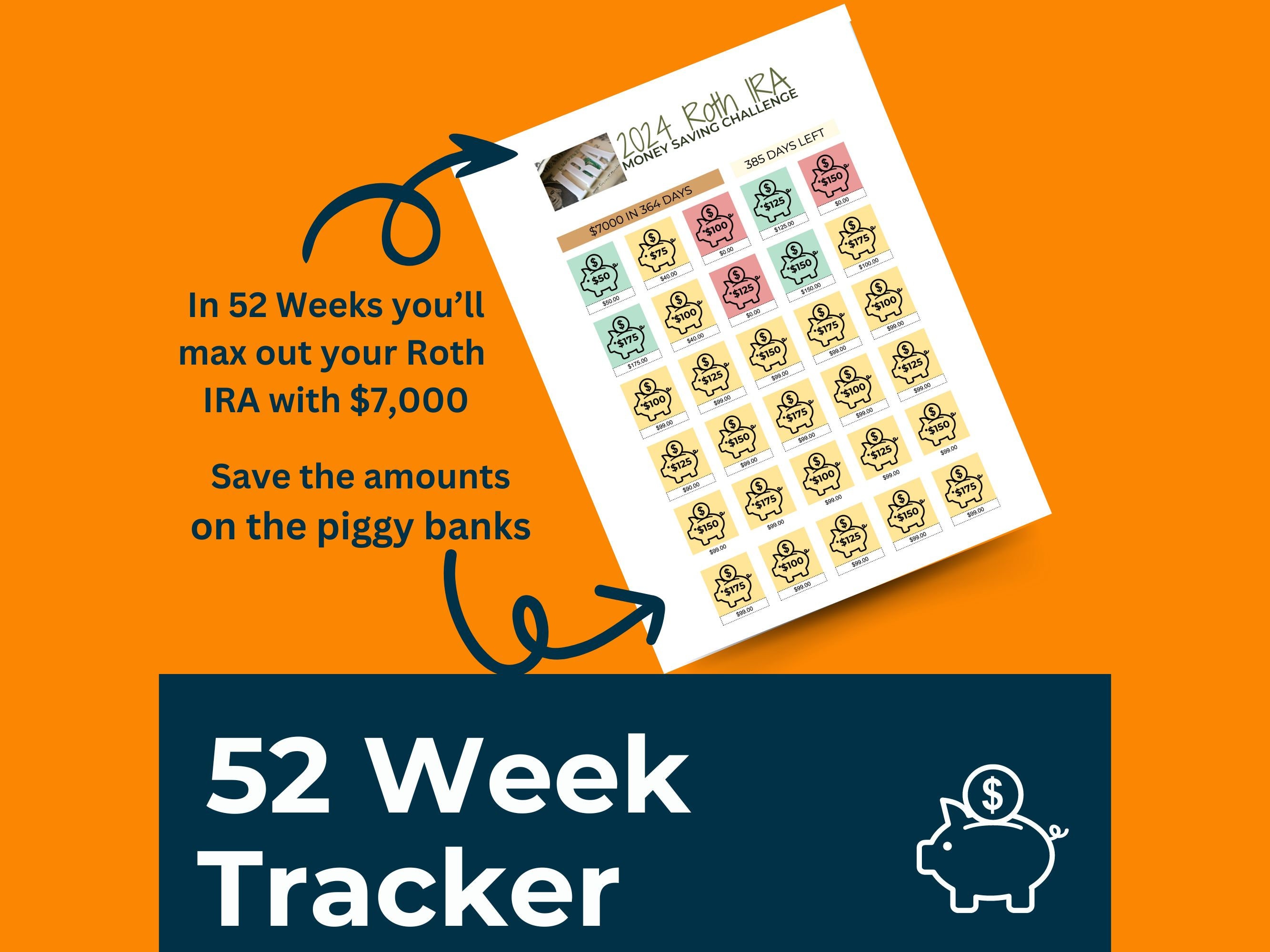 7000 Roth IRA Savings Challenge Tracker for Google Sheets 7k Money ...