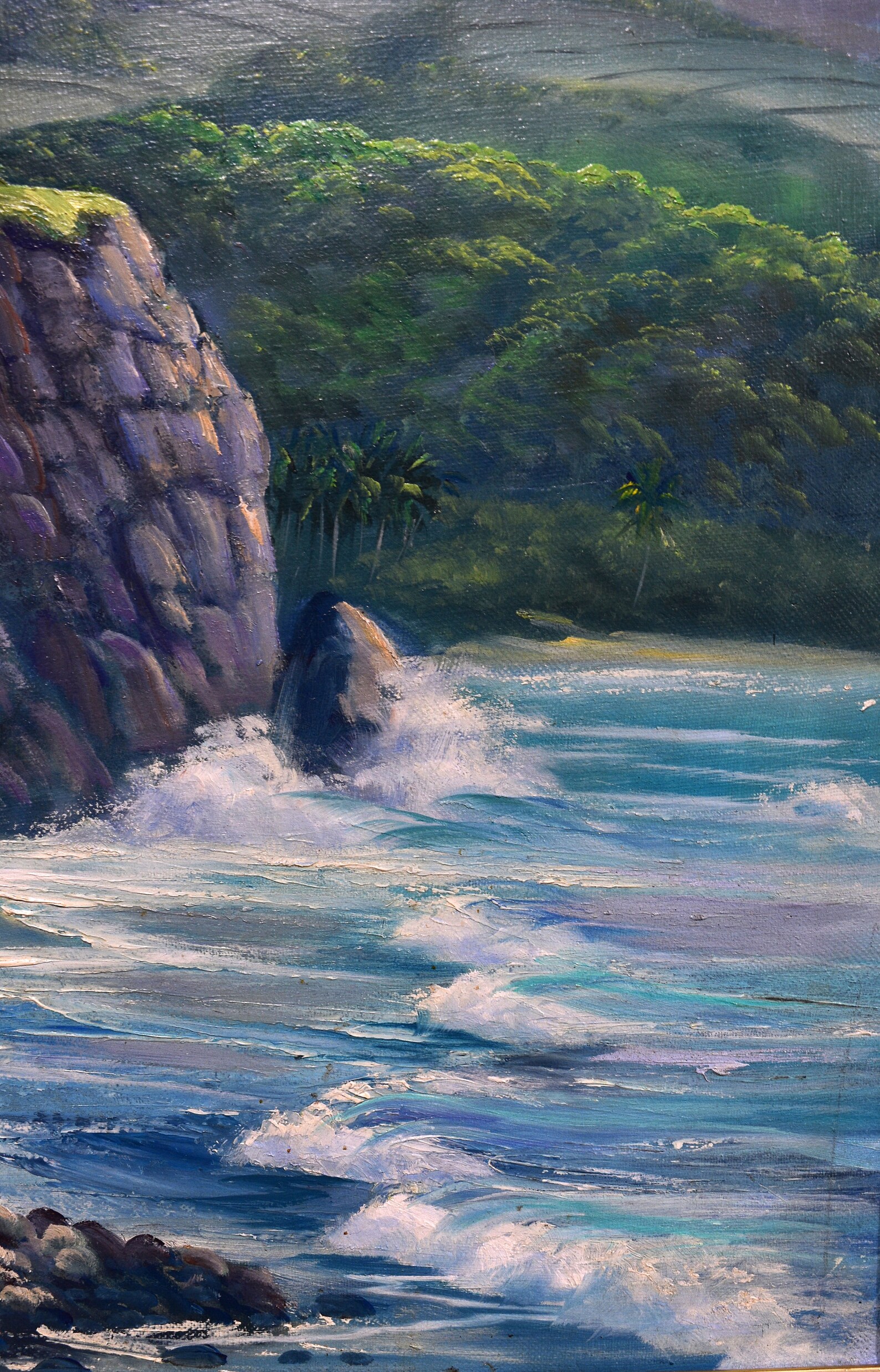 Oil Painting on Canvas "mt. Eke From Honolua Bay" by Artist Stephen ...