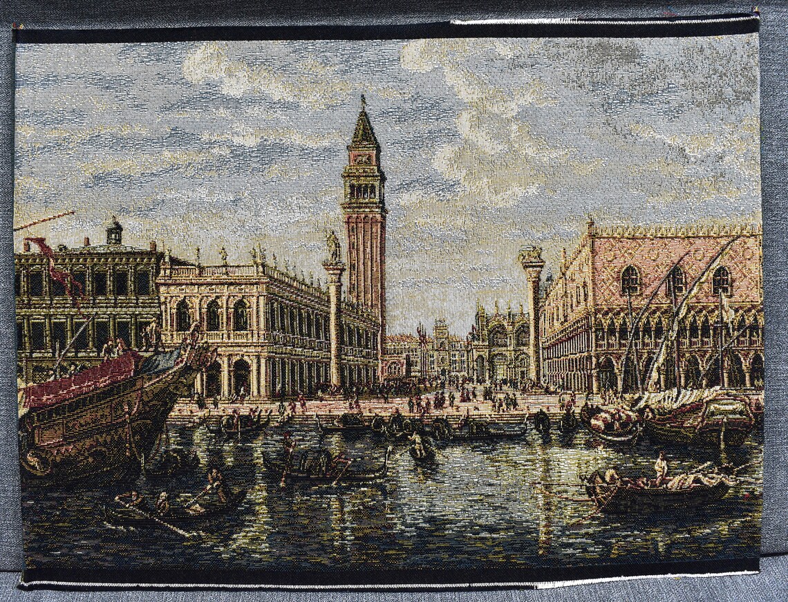 Framed Italian Tapestry "st. Mark's Square" (piazza San Marco) of ...