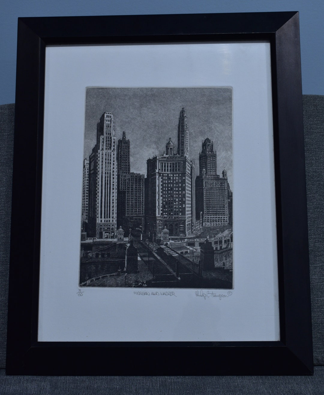 Vintage Michigan and Wacker Etching by Philip C. Thompson - Etsy