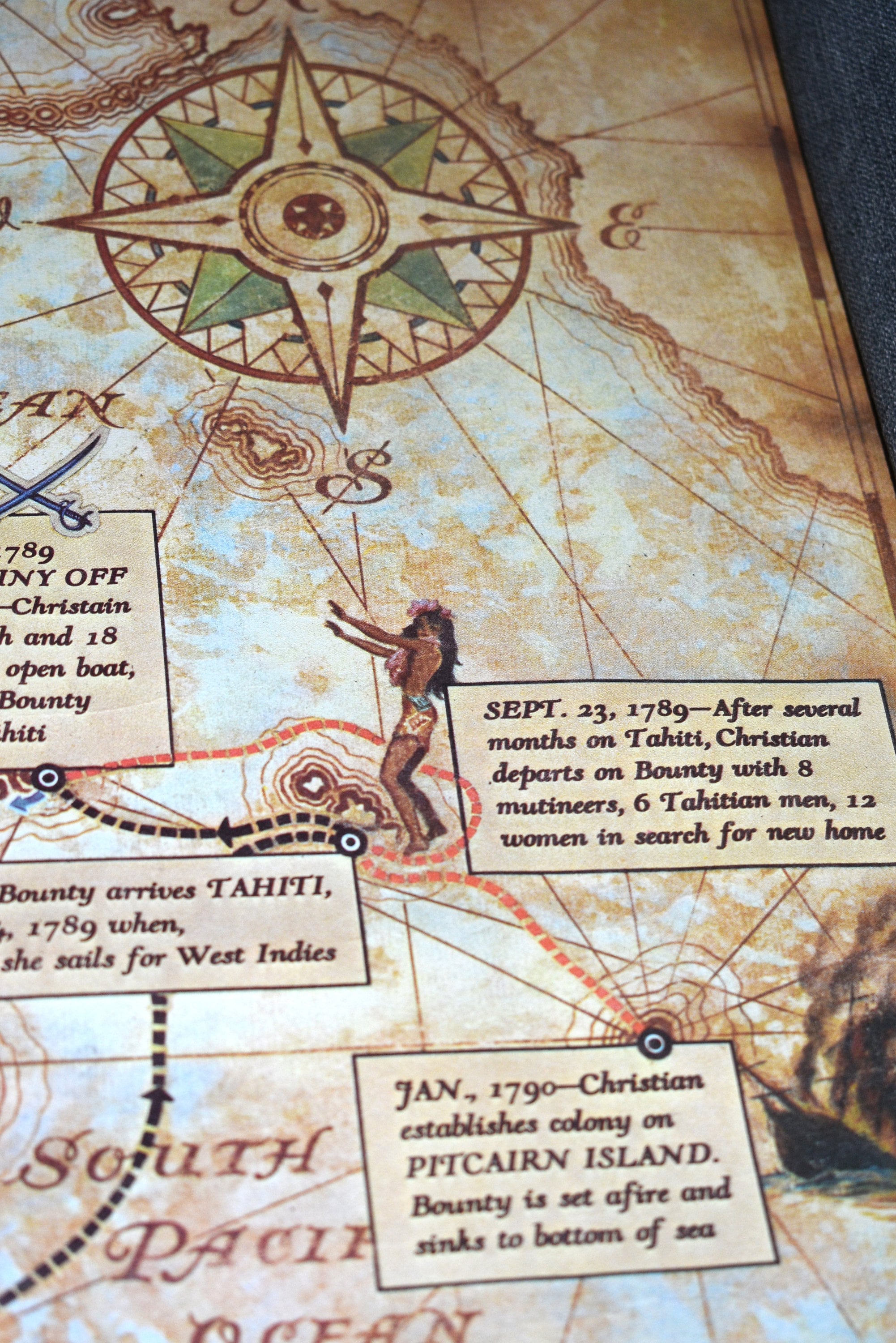 Vintage Map of the Voyage of H.M.S. Bounty - Etsy