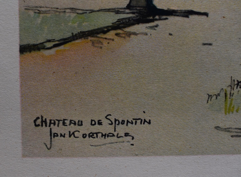 Framed Set of Two Watercolor Prints of "chateau De Spontin" and ...