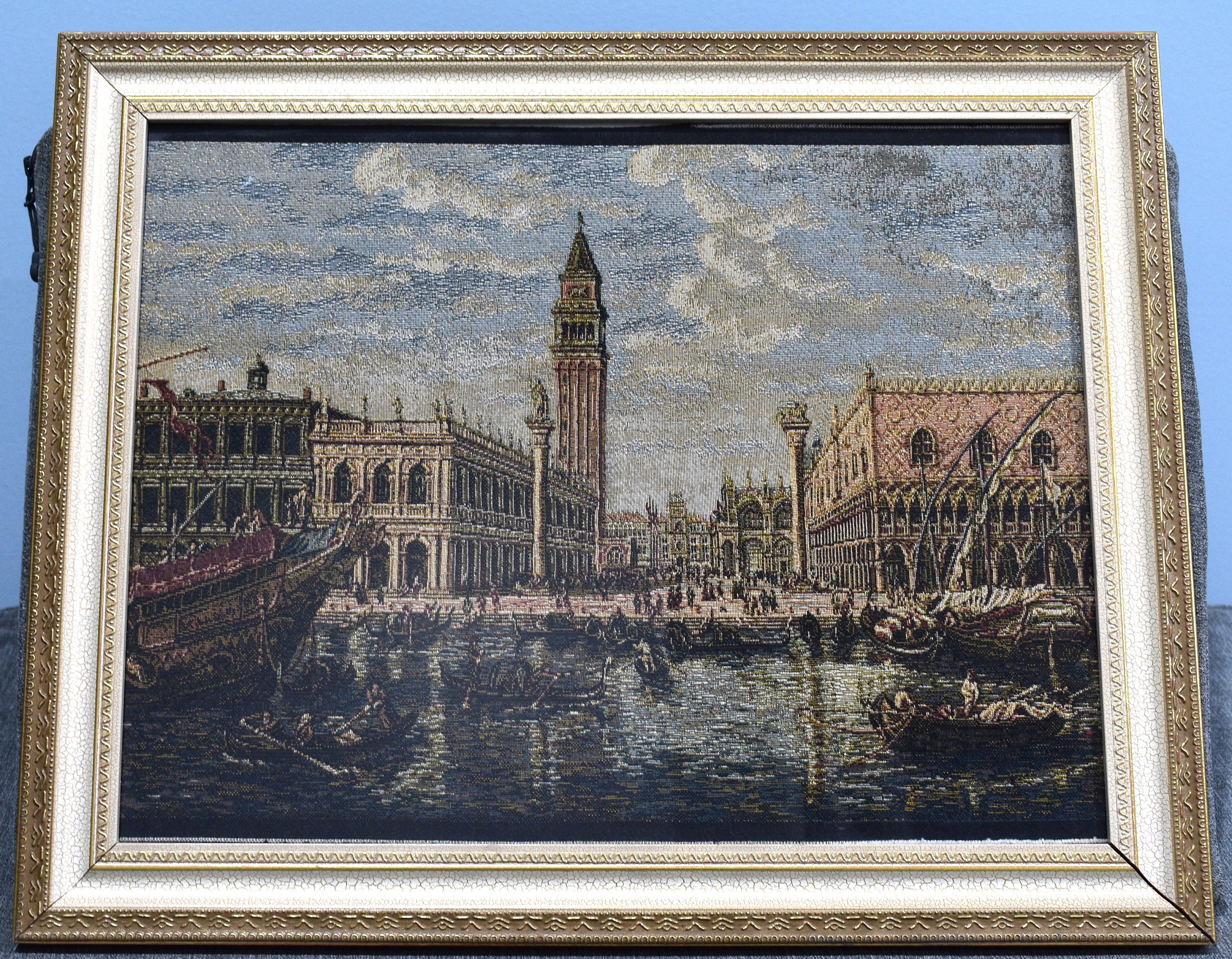 Framed Italian Tapestry "st. Mark's Square" (piazza San Marco) of ...