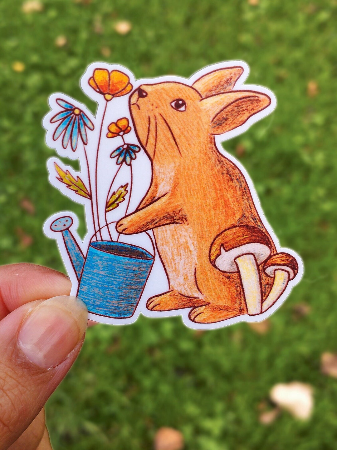 Rabbit Vinyl Sticker | Cottagecore Matte Stickers | Laptop Bicycle ...