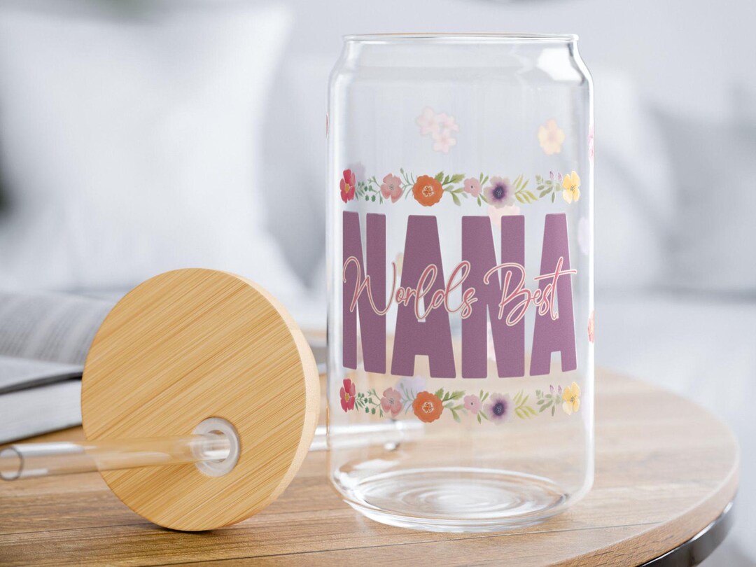 Worlds Best Nana Glass Cup, Nana Glass Tumbler for Grandma, New Grandma ...