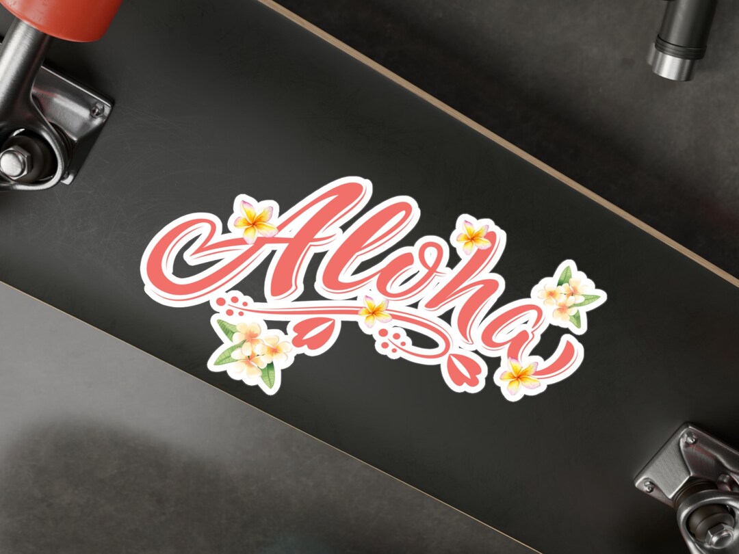 Pink Aloha Decal, Beach Sticker, Hawaiian Sticker, Aloha Flowers, Aloha ...