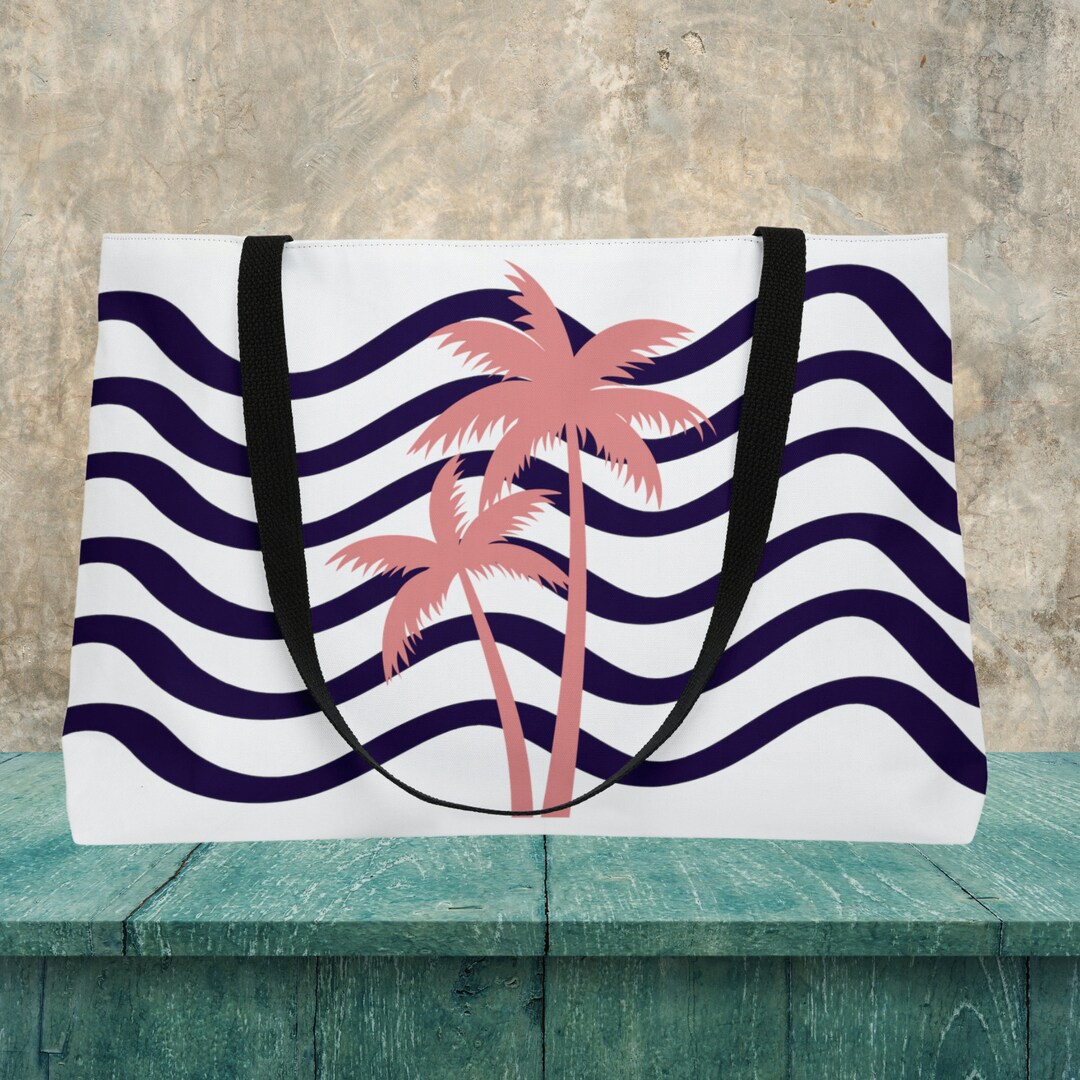 Pink Palm Tree Beach Bag, Cute Beach Bag for Travel, Girls Trip ...