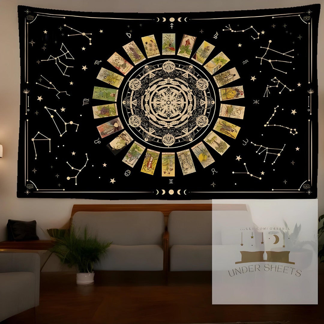 Tarot Cards Mandala Spiritual Wall Tapestry, Bohemian Wall Art Decor ...