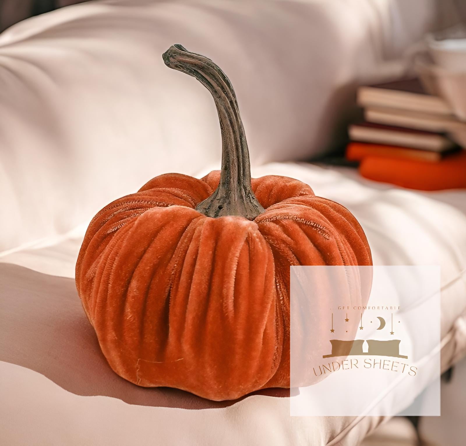 Large Velvet Pumpkin, Cozy Fall Autumn Farmhouse Decoration, Trendy ...