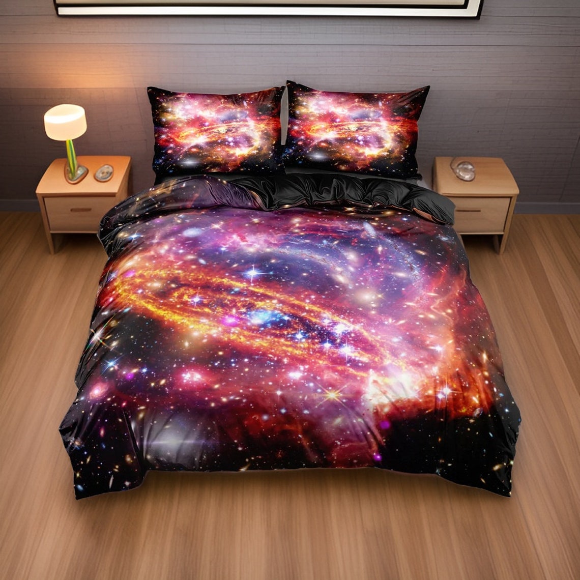 Bright Galaxy Stars Space Universe Bedding Set, Printed Cotton ...
