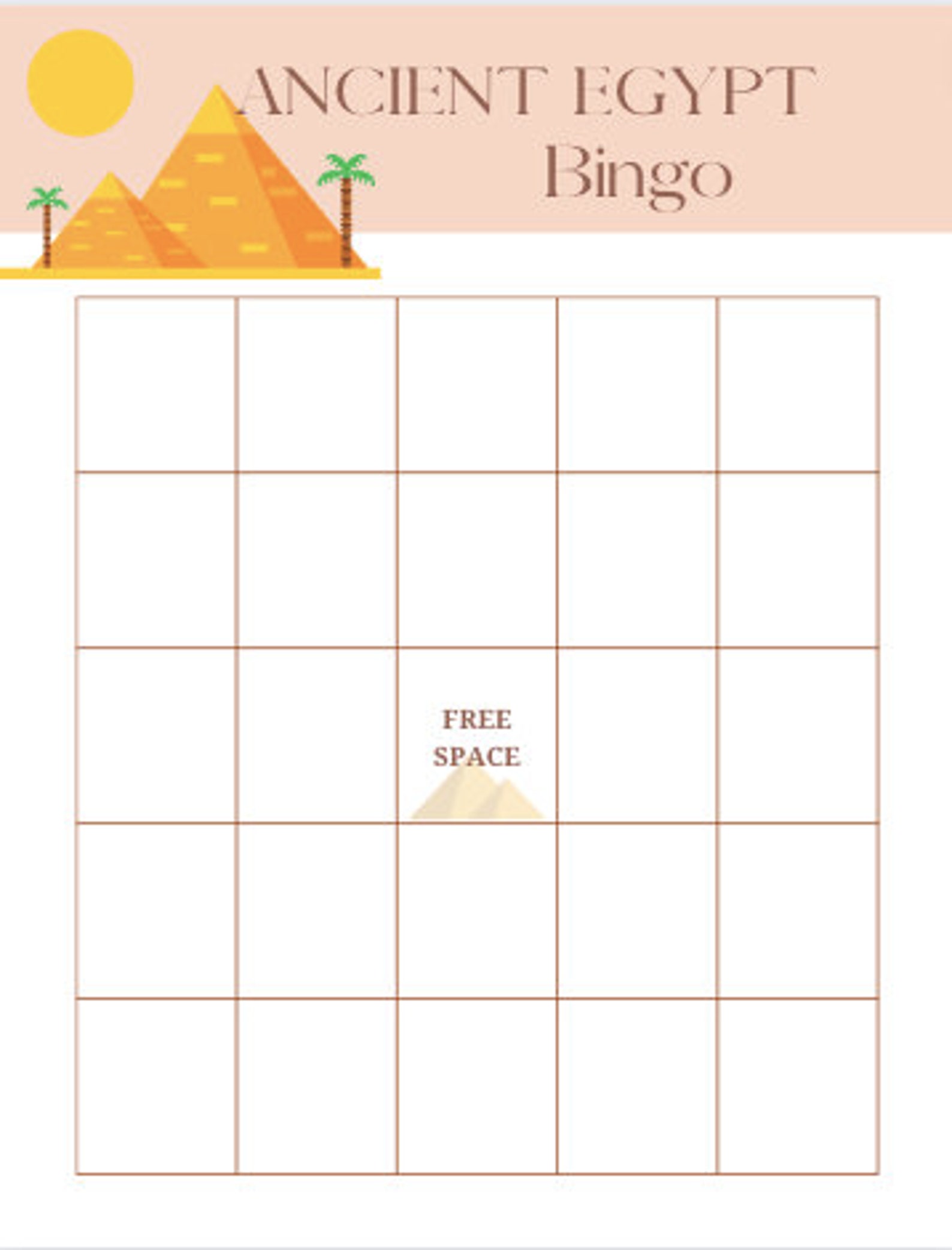 Ancient Egypt Bingo Game, Ancient Egypt Vocabulary Review Game, Ancient ...