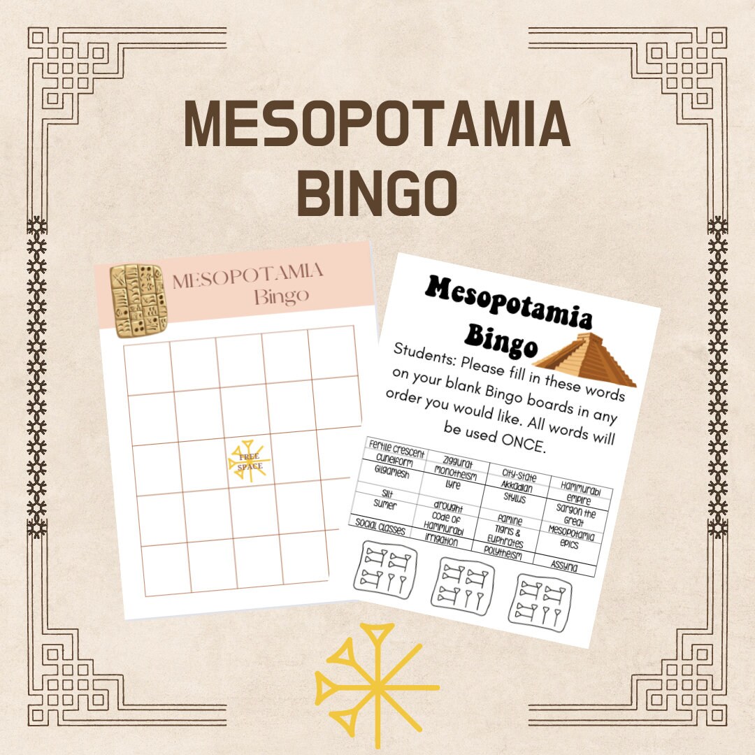 Ancient Mesopotamia Game, Ancient Mesopotamia Review Bingo, Bingo Game ...