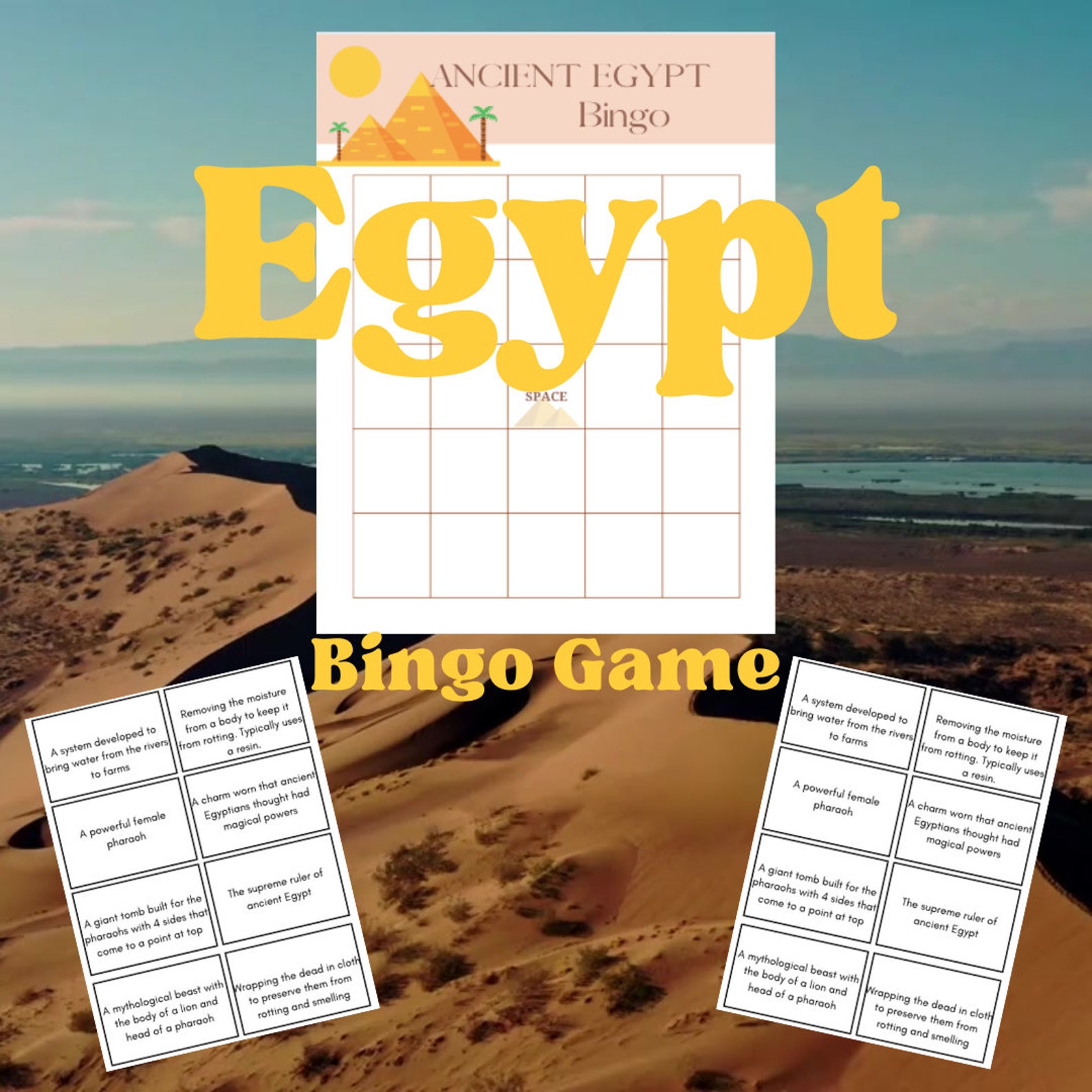 Ancient Egypt Bingo Game, Ancient Egypt Vocabulary Review Game, Ancient ...