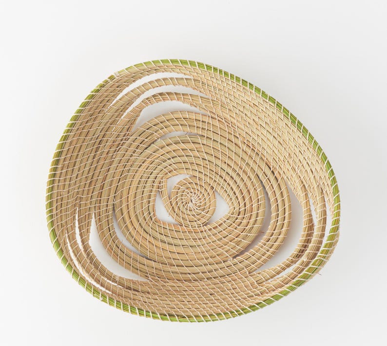 Triangle Halfa Basket With Green Details - Etsy Finland