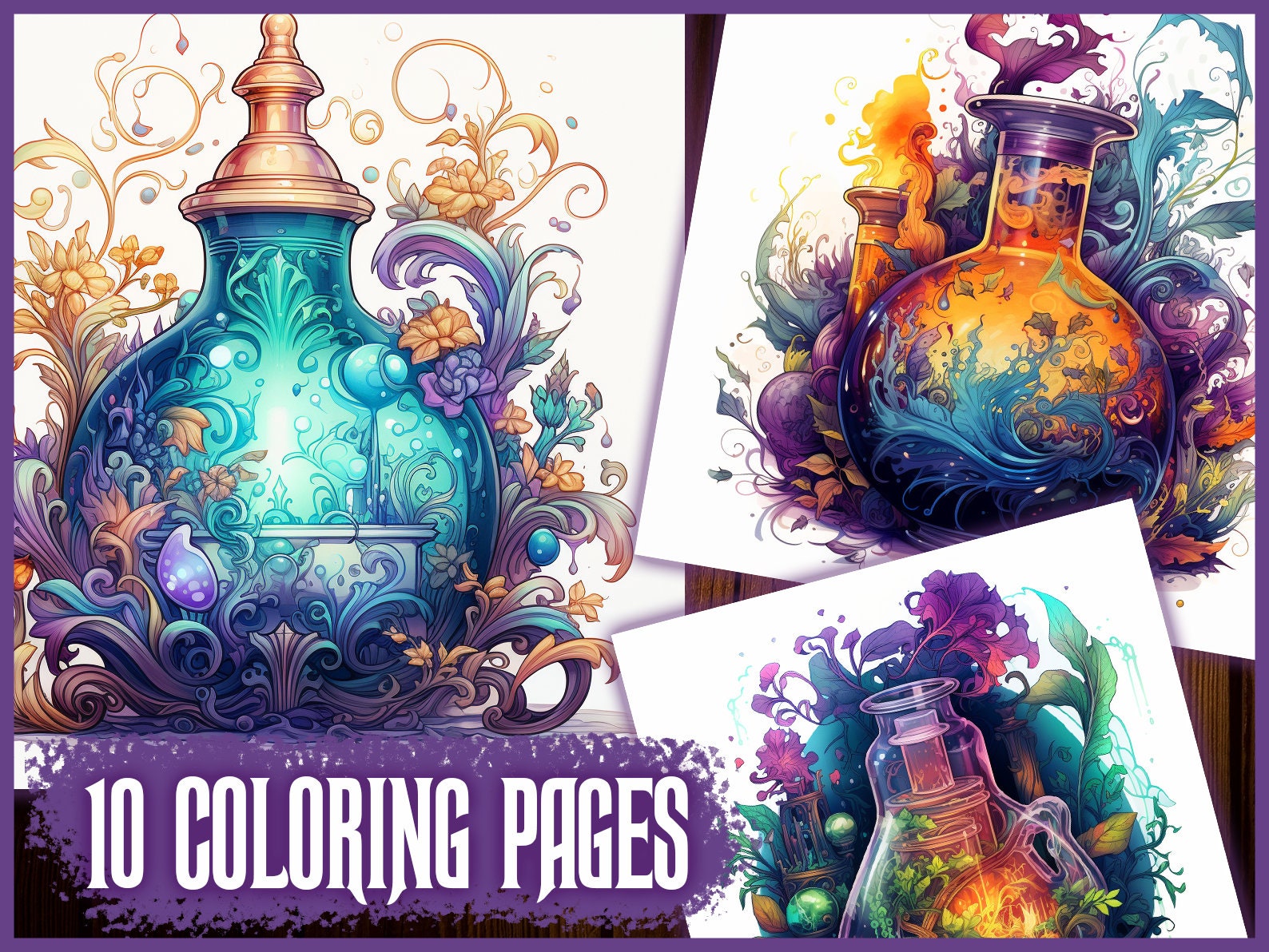 10 Printable Magic Potion Coloring Pages Coloring Book Adults Kids ...