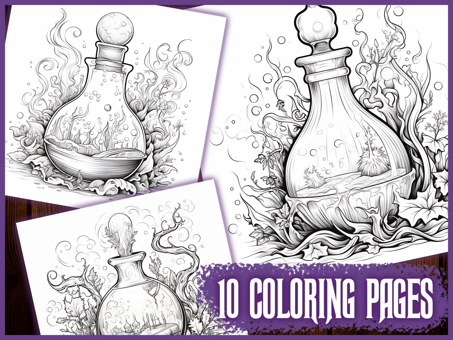 10 Printable Magic Potion Coloring Pages Coloring Book Adults Kids ...