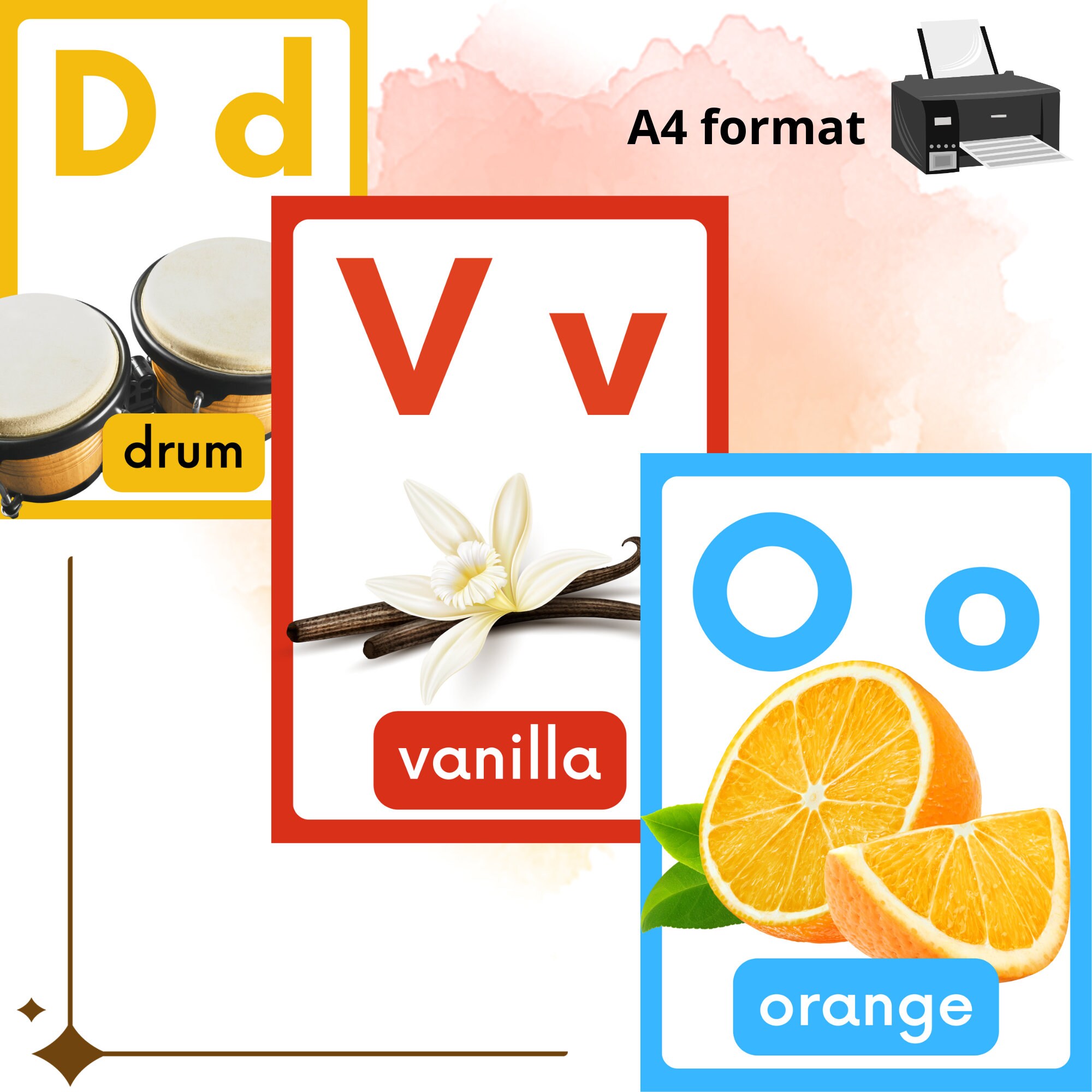 Alfabeto de aprendizaje A4 imprimible A-Z para niños, formato PDF A4 ...