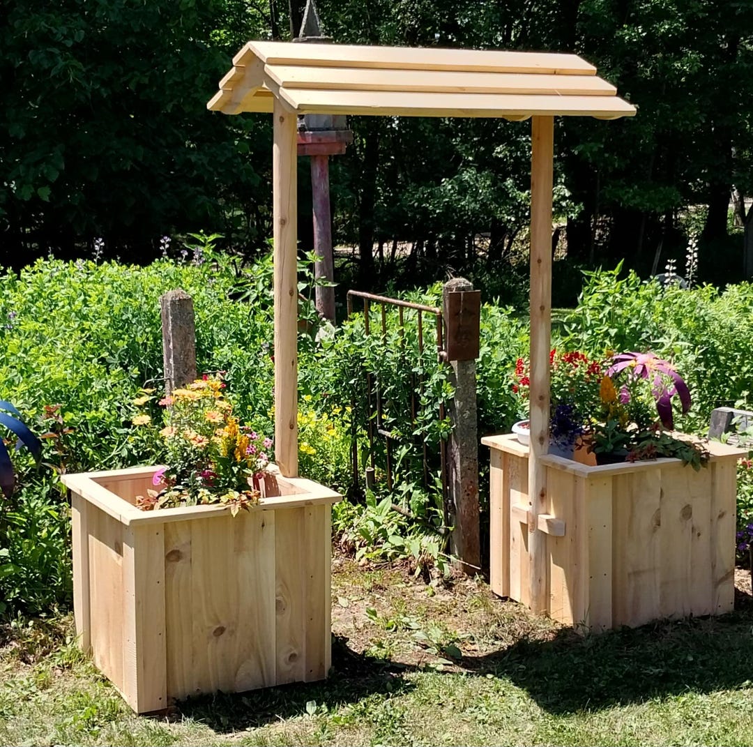 Rustic Cedar Garden Arbor With Planter Boxes: Wedding Arch Trellis ...