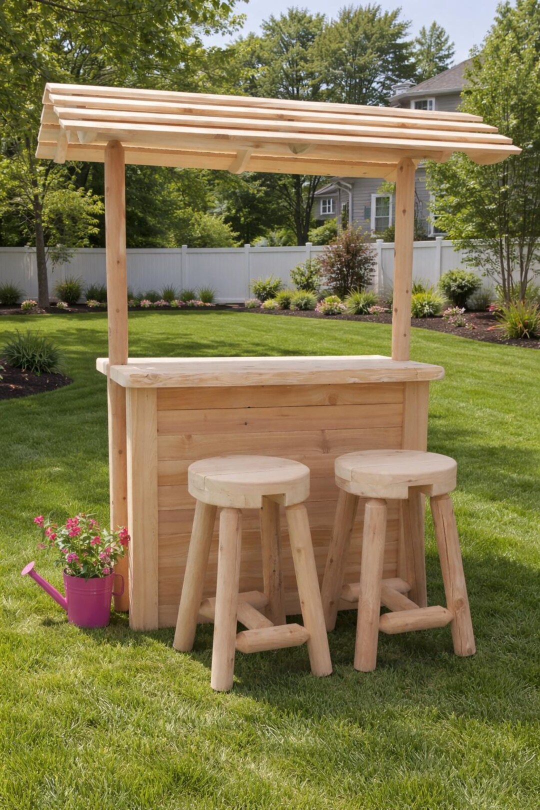 Solid White Cedar Outdoor Bar With 4 Stools: Patio Hosting - Etsy