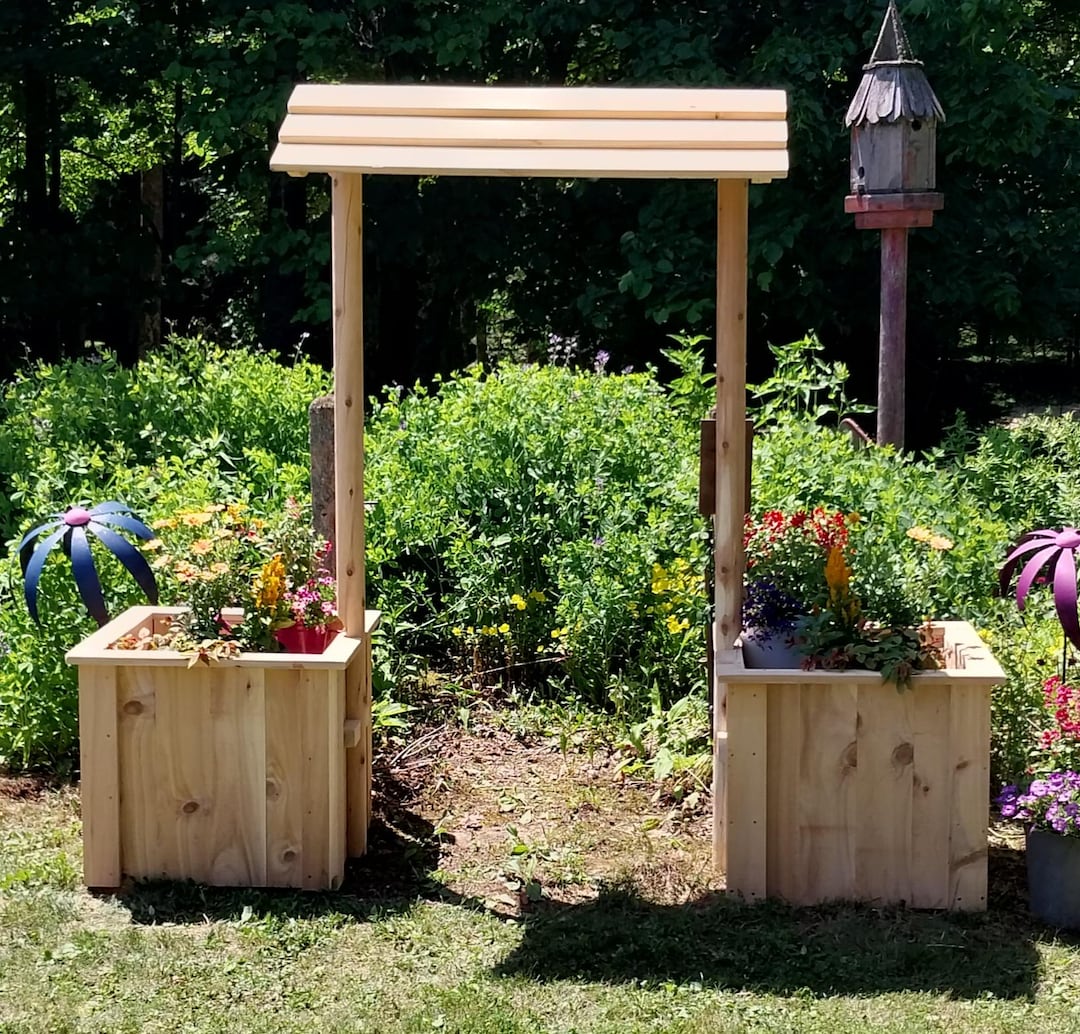 Rustic Cedar Garden Arbor With Planter Boxes: Wedding Arch, Trellis ...