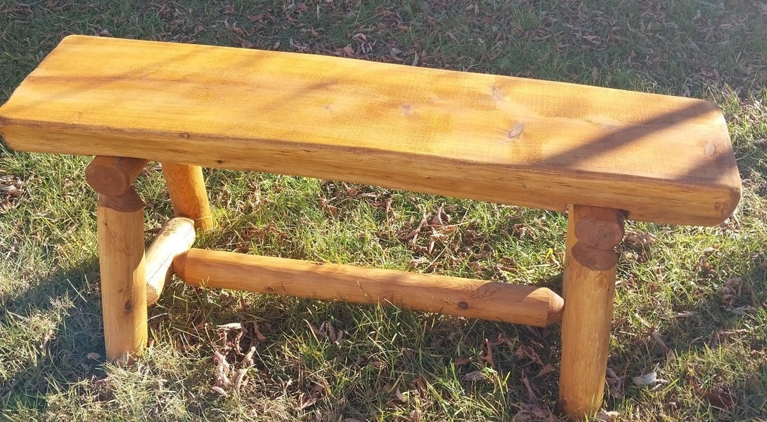 Half Log Cedar Benchwood Bench Outdoor Modern Rustic Garden - Etsy